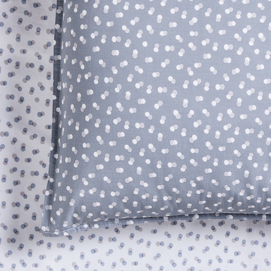 Stonewashed Printed Cotton Slate Spot Sheet Separates | Adairs