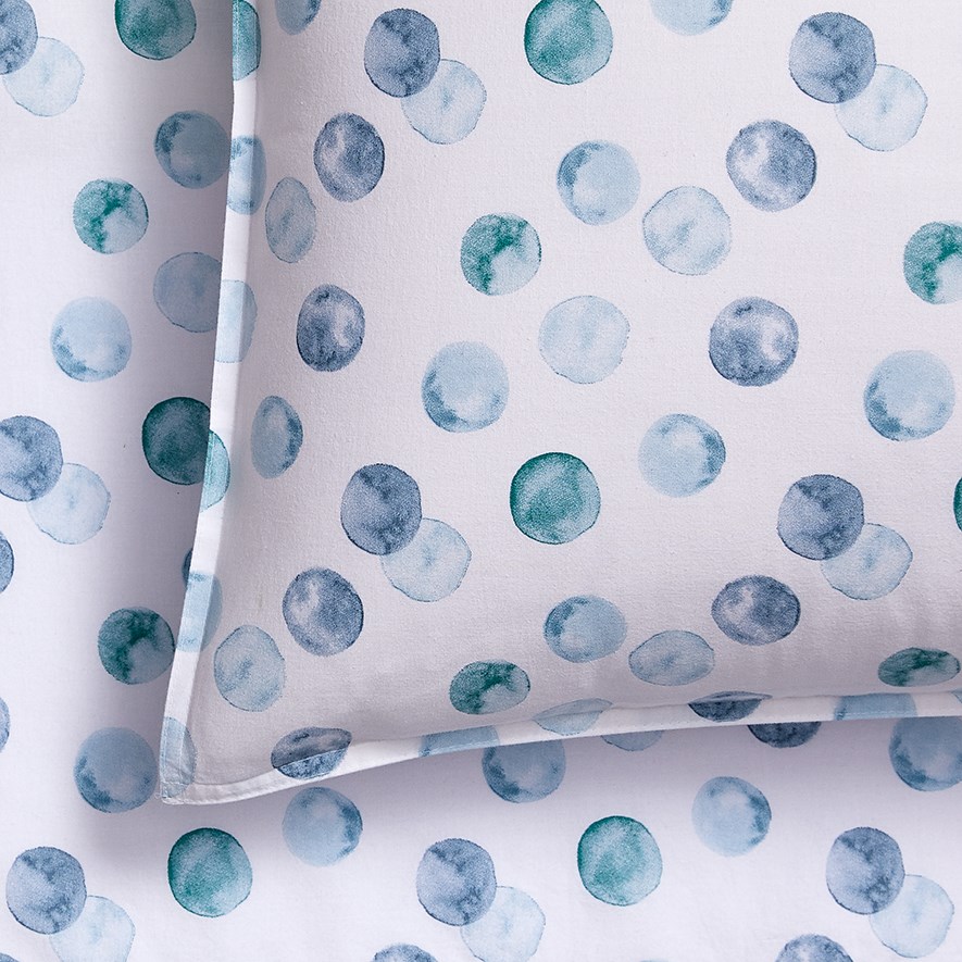 Stonewashed Printed Cotton Watercolour Spot Sheet Set | Adairs
