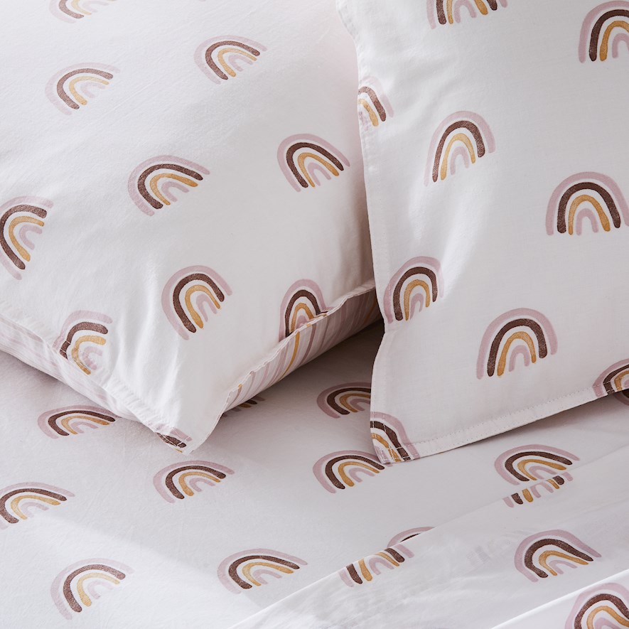 Stonewashed Printed Cotton Rainbow Sheet Set | Adairs