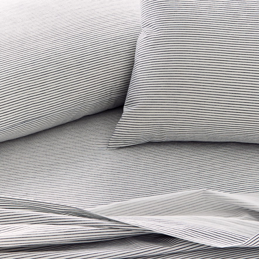 Stonewashed Printed Cotton Navy Stripe Sheet Separates | Adairs