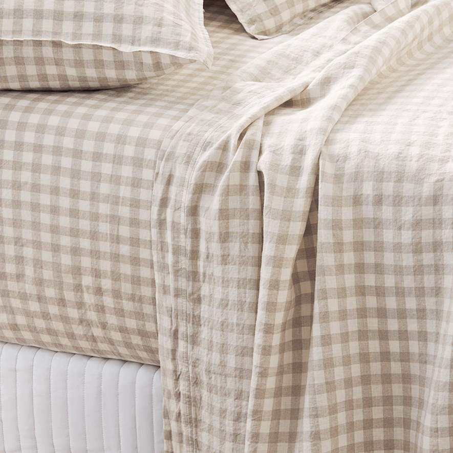 Vintage Washed Linen Linen Check Sheet Separates | Adairs