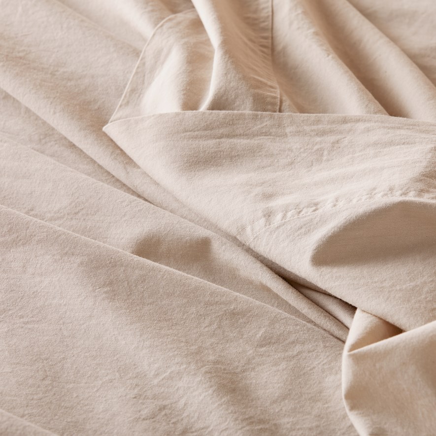 Mark Tuckey Organic Cotton Chambray Oatmeal Sheet Set | Adairs