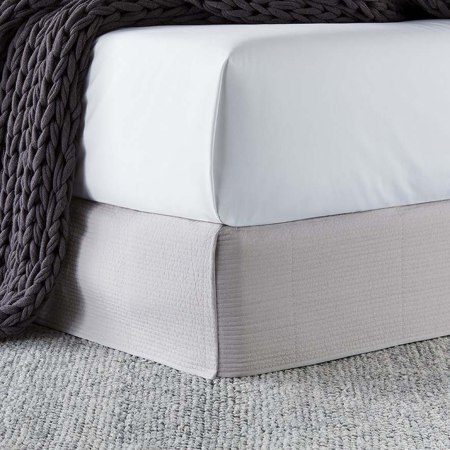 Stonewashed Cotton Silver Quilted Valance | Adairs