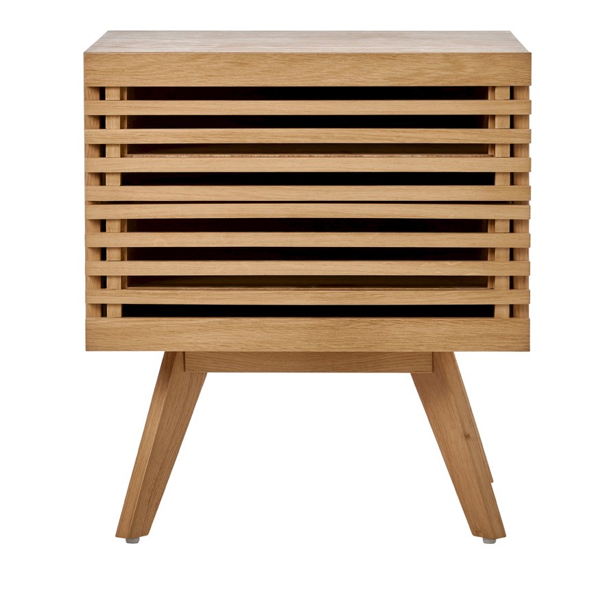 Mark Tuckey Slat Oak 2 Drawer Bedside Table | Adairs