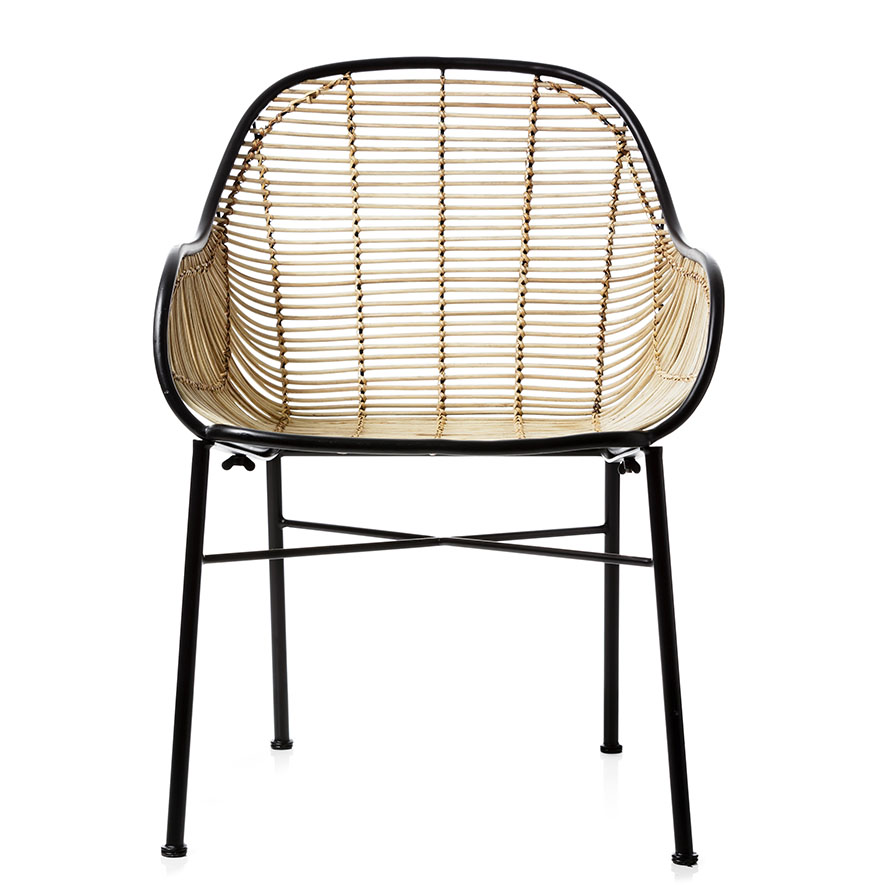 Cebu Rattan Bucket Chair Natural & Black | Adairs