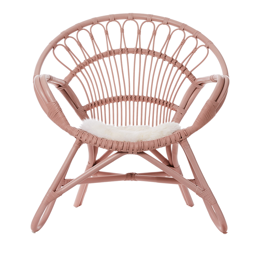 Home Republic - Bahama Rattan 1 Seater Chair Dusty Pink Milo | Adairs