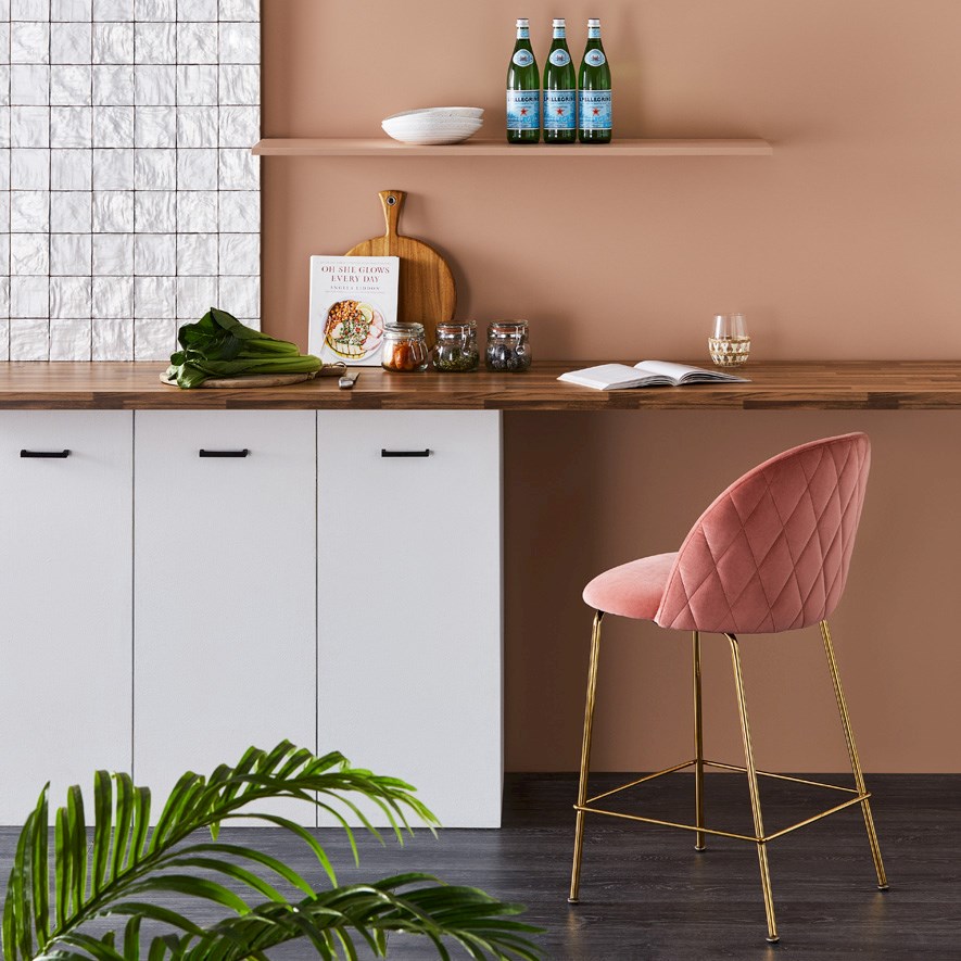 Home Republic - Arlo Peony Rose Gold Counter Stool | Adairs