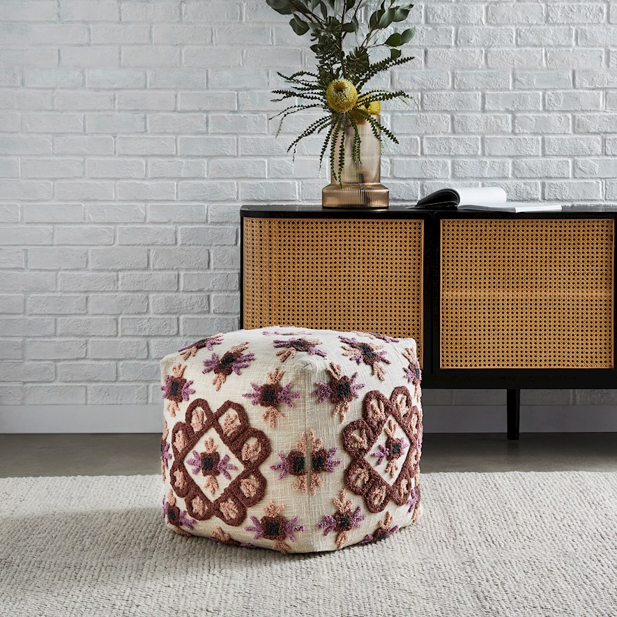 Nuria Pink Brown Pouf Adairs