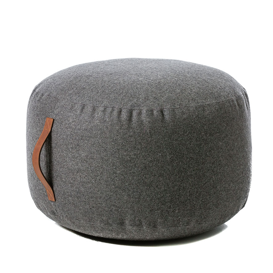 Home Republic - Zavier Felt Pouf Charcoal | Adairs