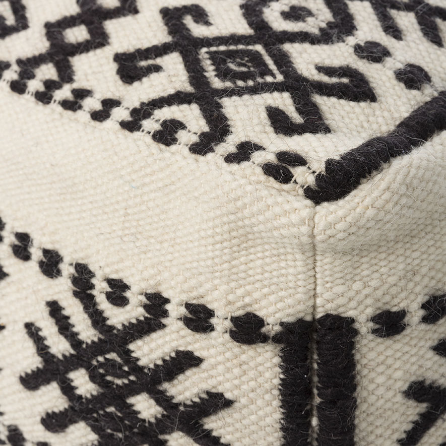 Home Republic - Aztec Pouf Natural Black | Adairs