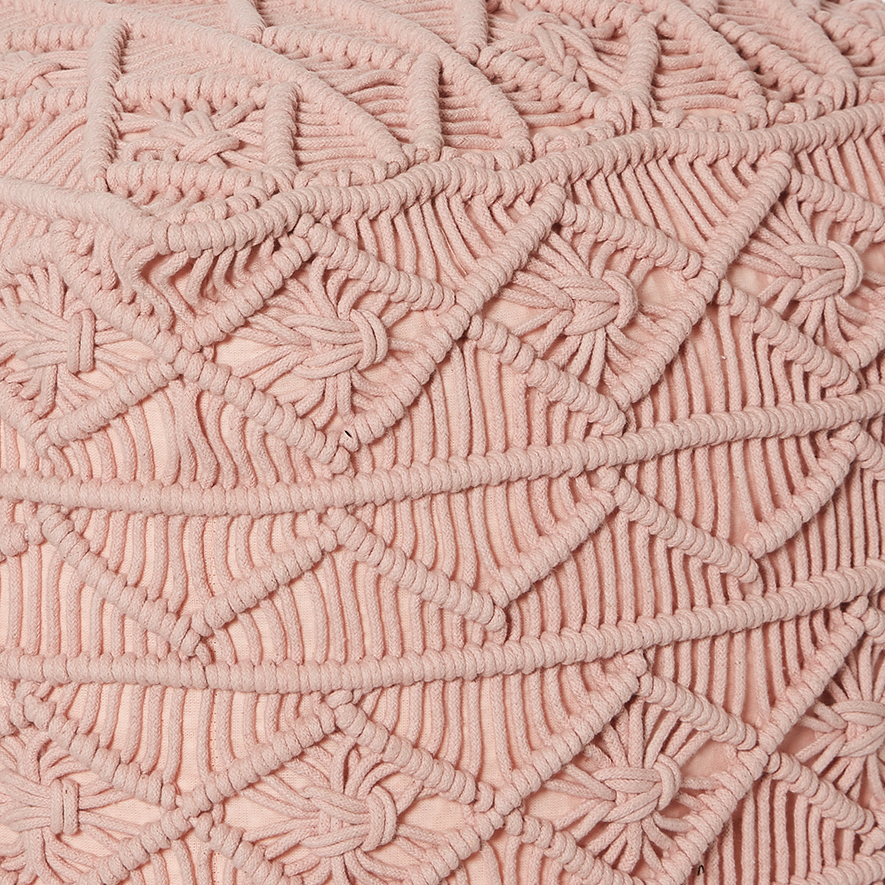 Home Republic - New Haven Macrame Pouf in Pink | Adairs