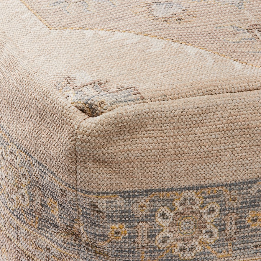 Home Republic - Tivoli Kerala Pink & Mustard Pouf | Adairs