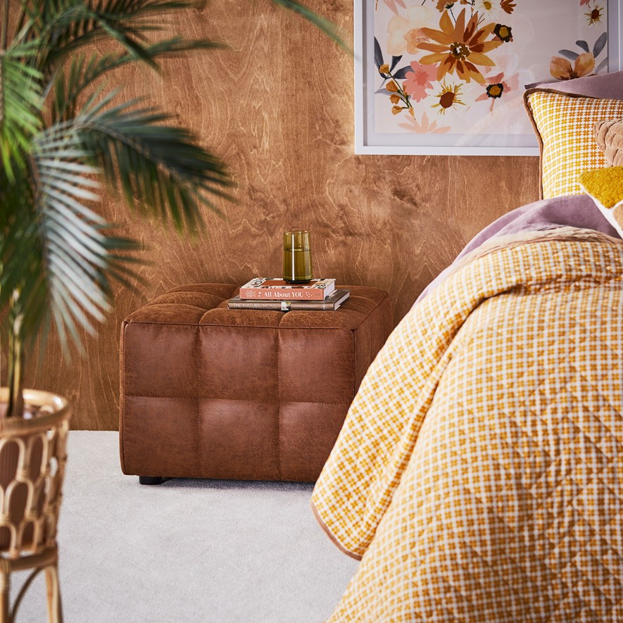 Barcelona Tan Ottoman | Adairs