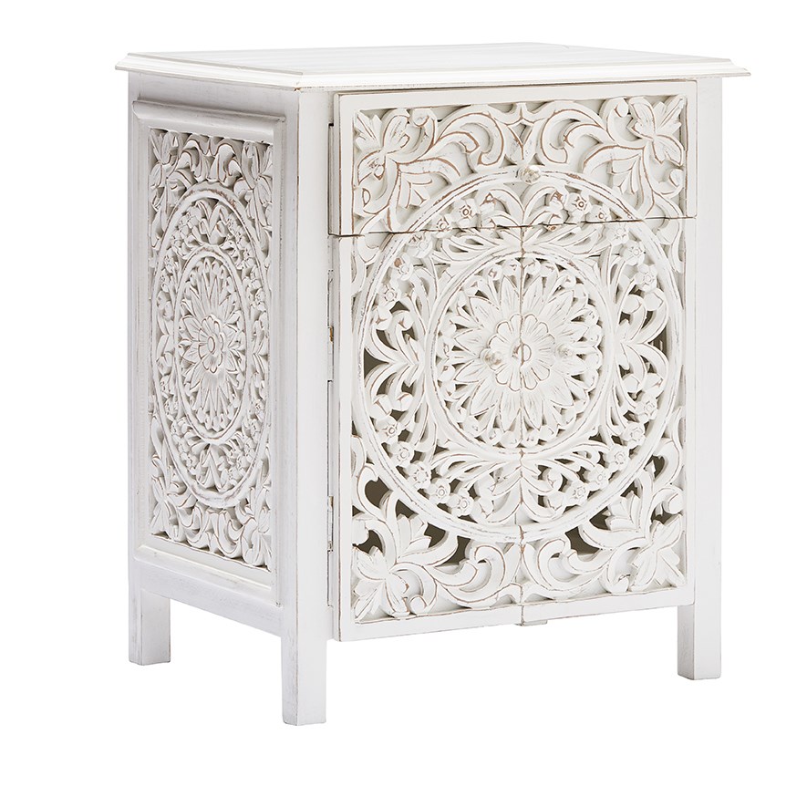 Panama Vintage White Bedside Table | Adairs