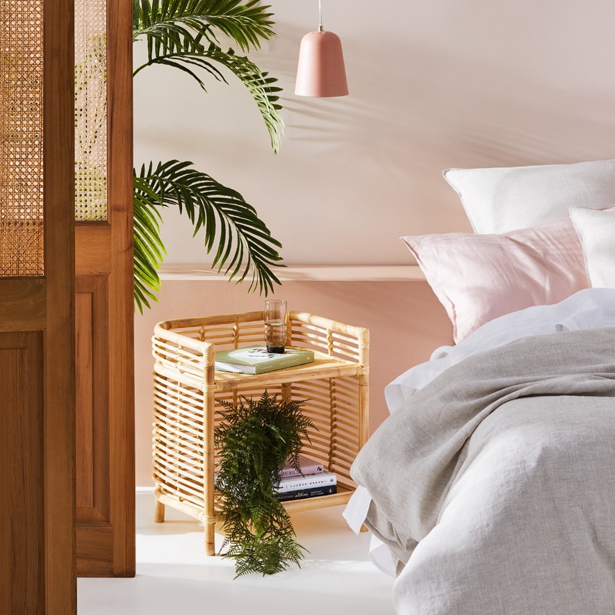 Home Republic - Java Natural Rattan 2 Shelf Side Table | Adairs