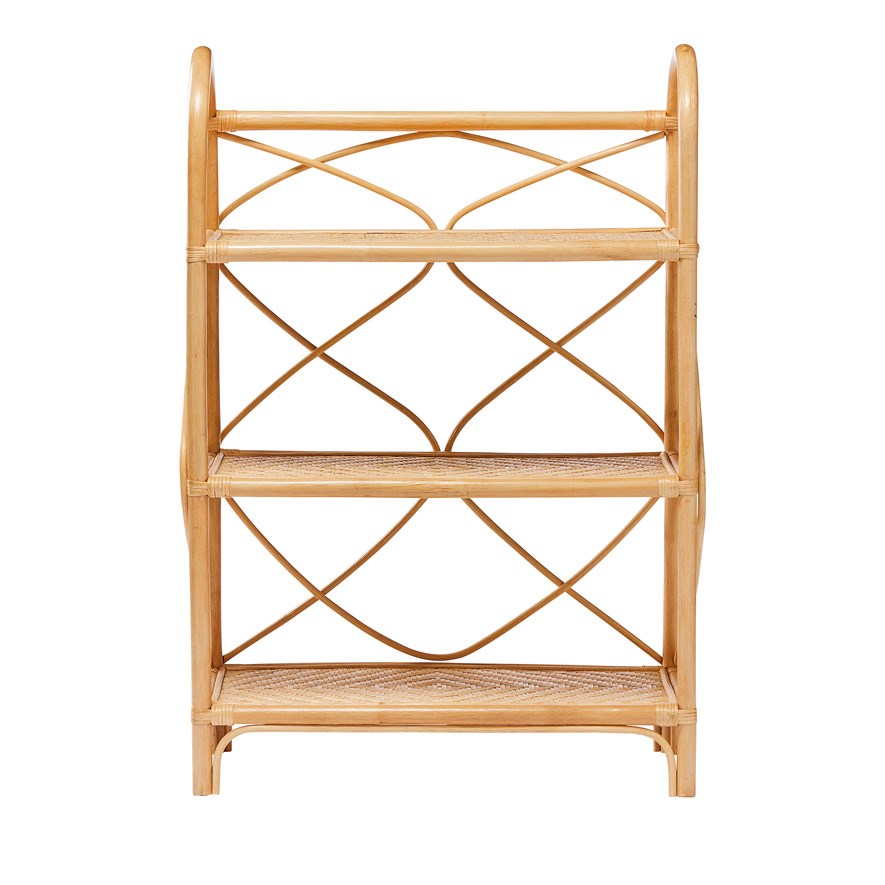 Home Republic - Cayman Rattan Collection Honey 3 Tiered Bookshelf | Adairs