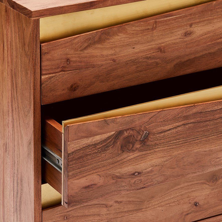 Home Republic - Hugo Chestnut & Gold Chest of Drawers | Adairs