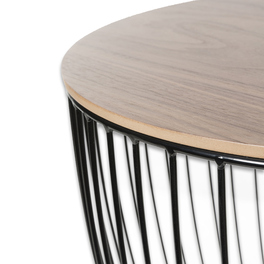 Element Round Side Table Walnut/Black | Adairs