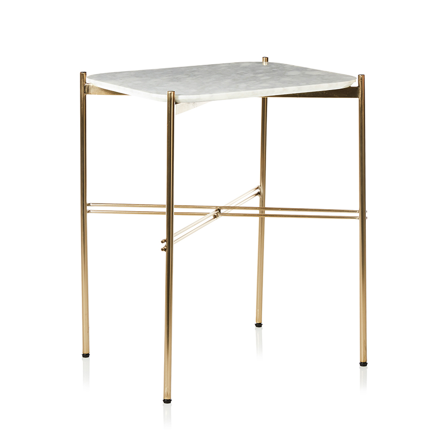Home Republic - Sullivan Collection Side Table in White Marble | Adairs