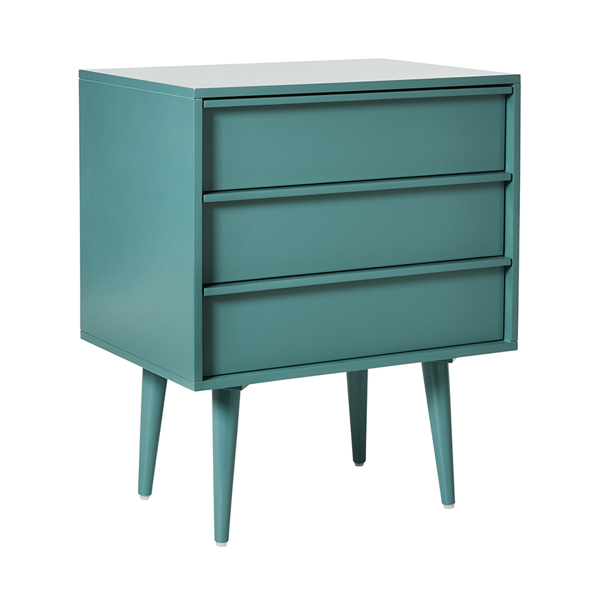 Home Republic - Finley 3 Drawer Teal Bedside Table | Adairs