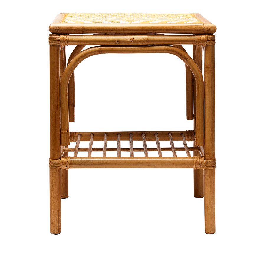 Home Republic - Bahama Rattan Mustard & Honey Jumeirah Side Table | Adairs