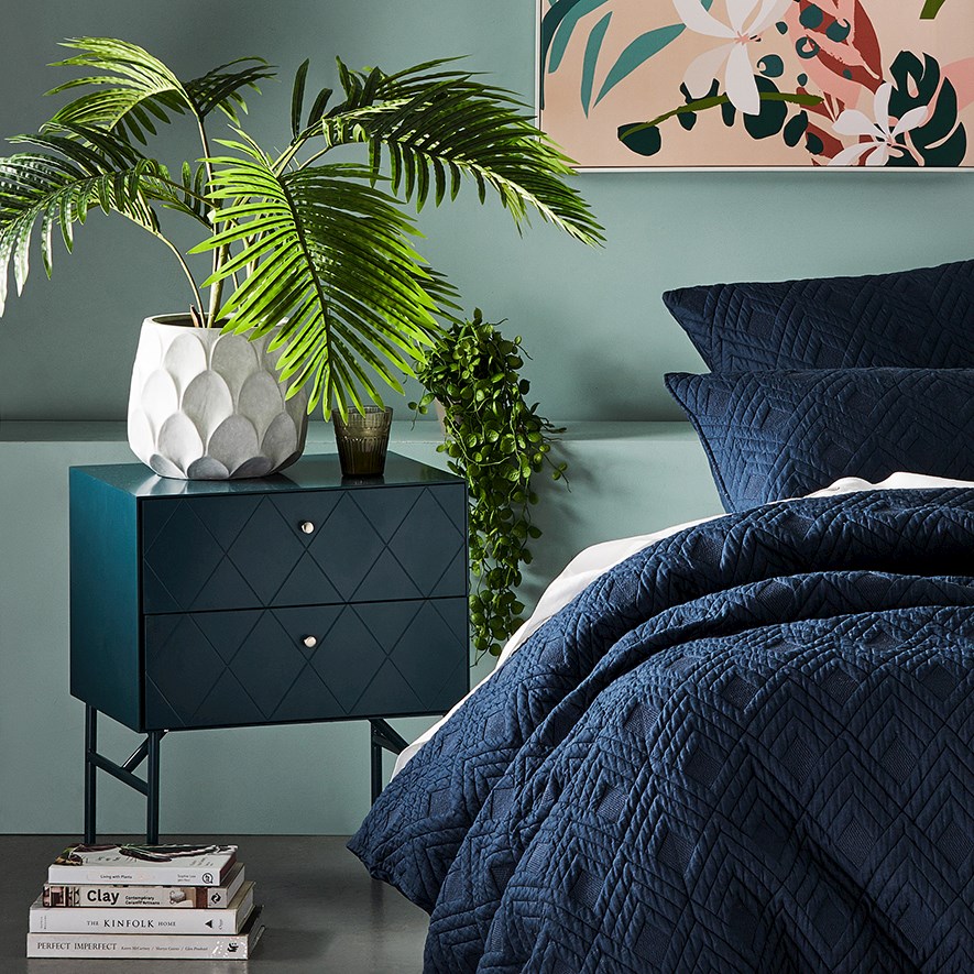 Modena 2 Drawer Teal Bedside Table | Adairs