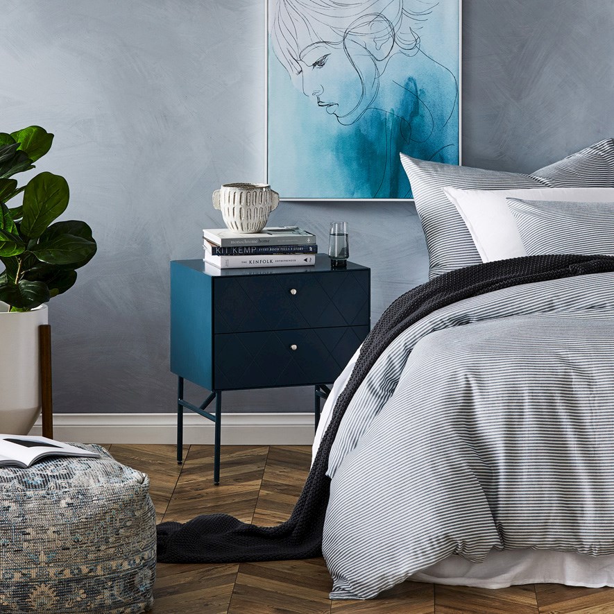 Modena 2 Drawer Teal Bedside Table | Adairs