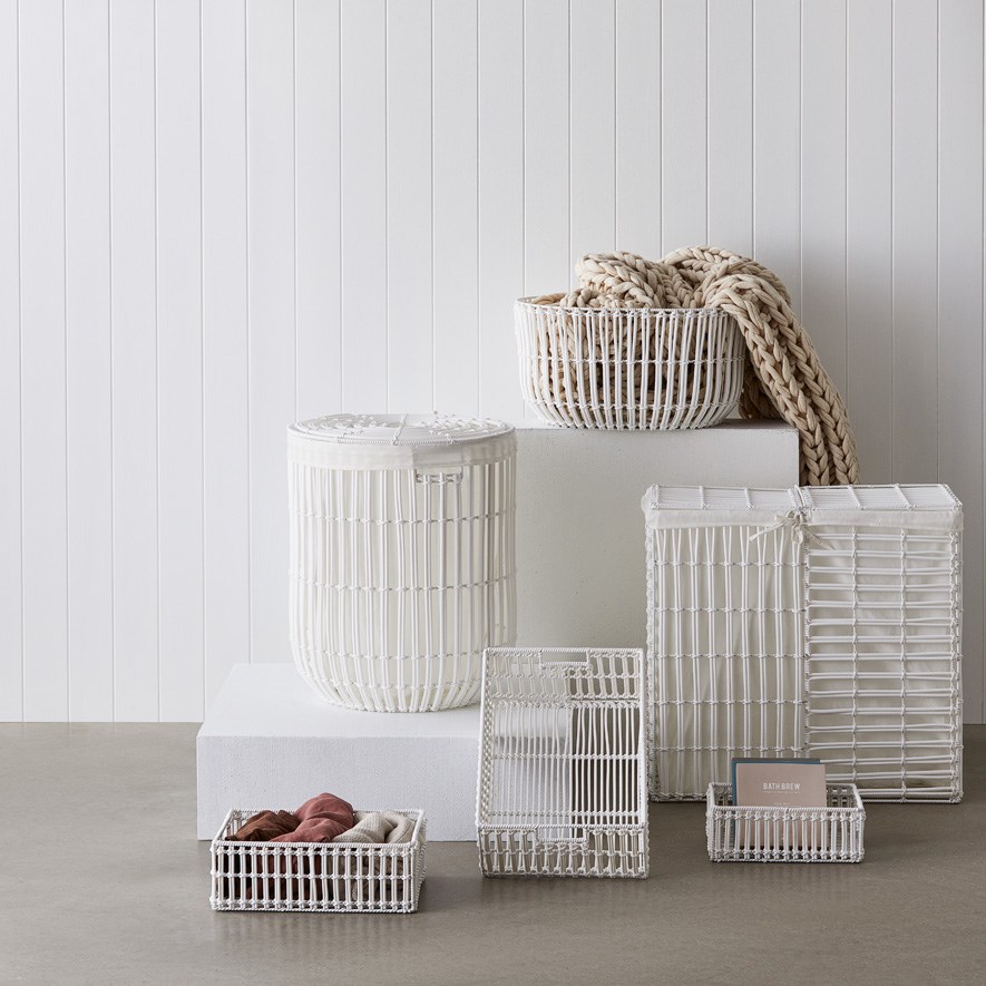 Echo White Small Basket | Adairs