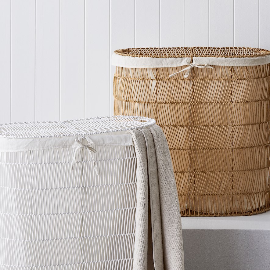 White Barker Laundry Basket | Adairs