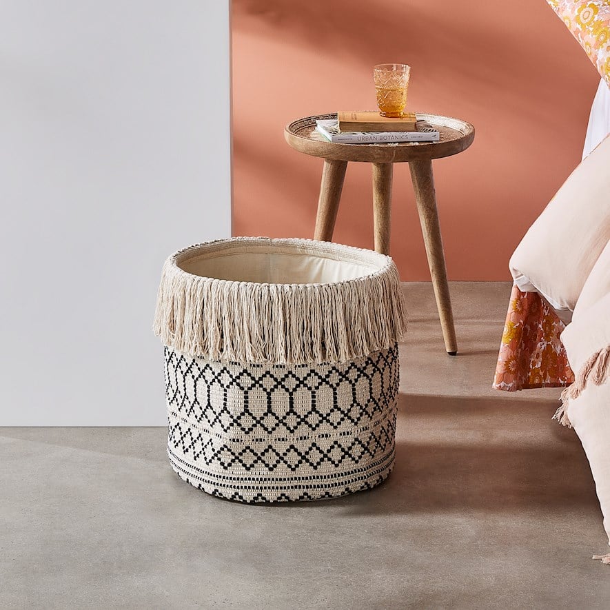 Tao Black Natural Tufted Basket | Adairs