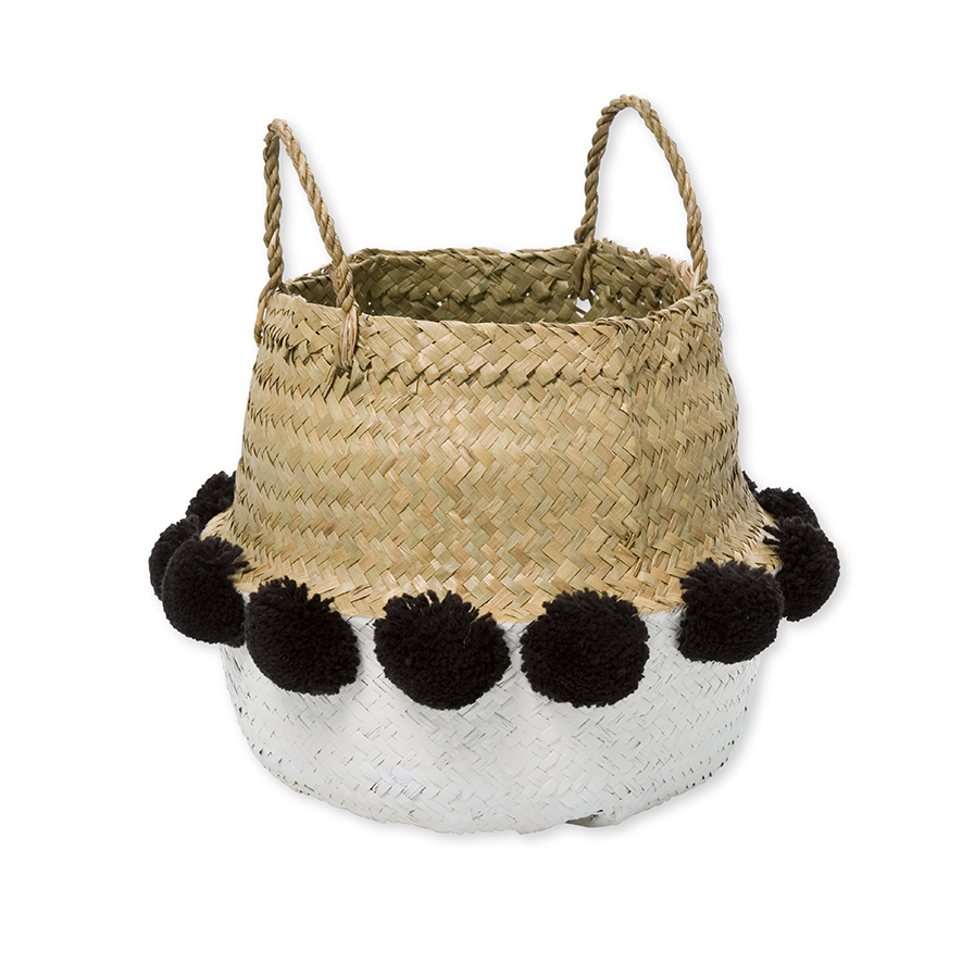 Collapsible Basket Pom Pom Black | Adairs
