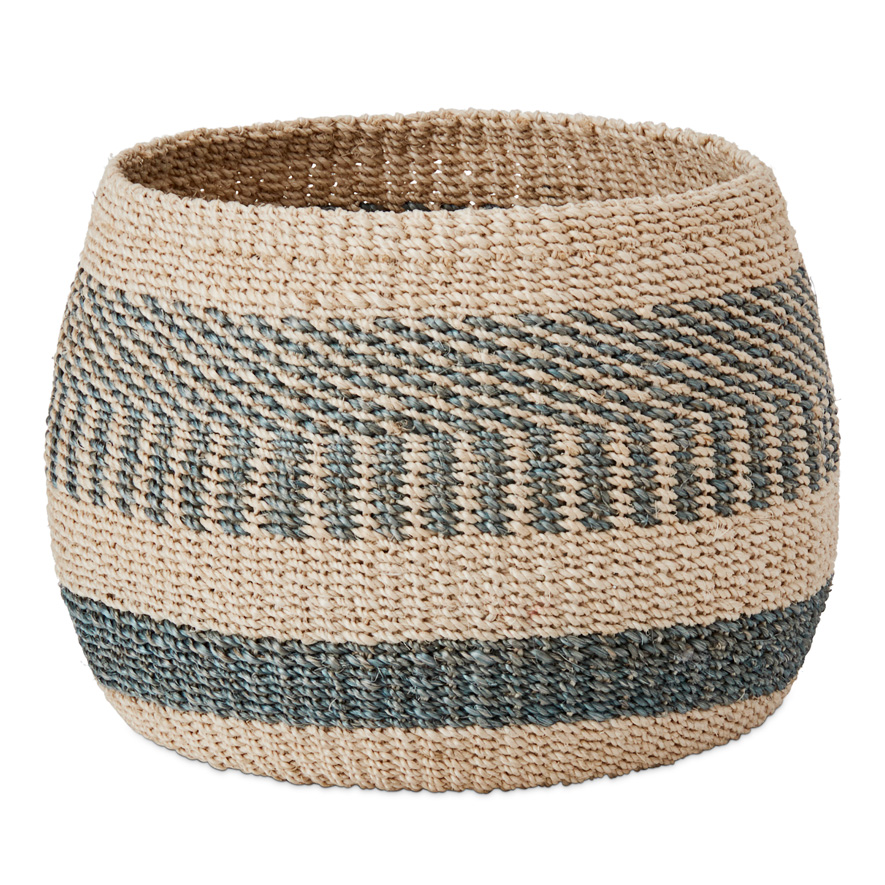 Tahiti Large Blue & Natural Aztec Basket | Adairs