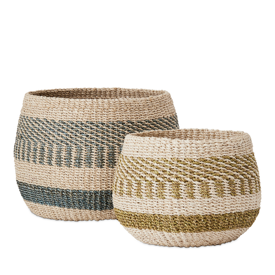 Tahiti Large Blue & Natural Aztec Basket | Adairs