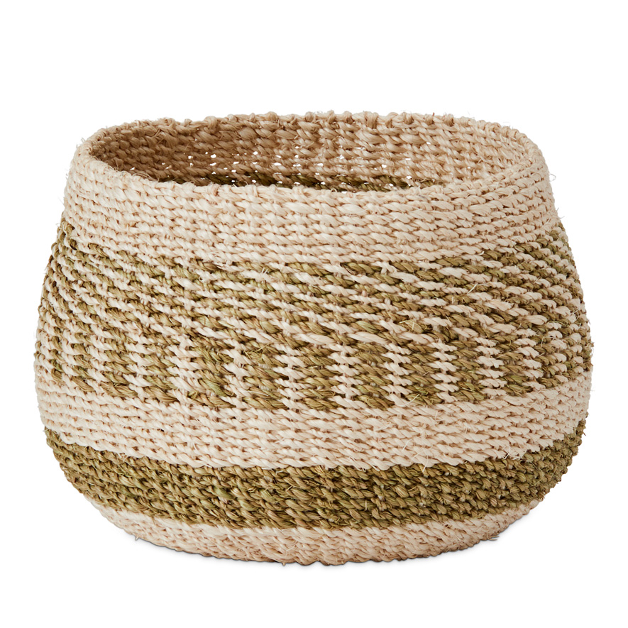 Tahiti Small Green & Natural Aztec Basket | Adairs