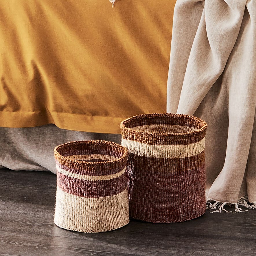 Mombasa Pink Natural & Mustard Basket | Adairs