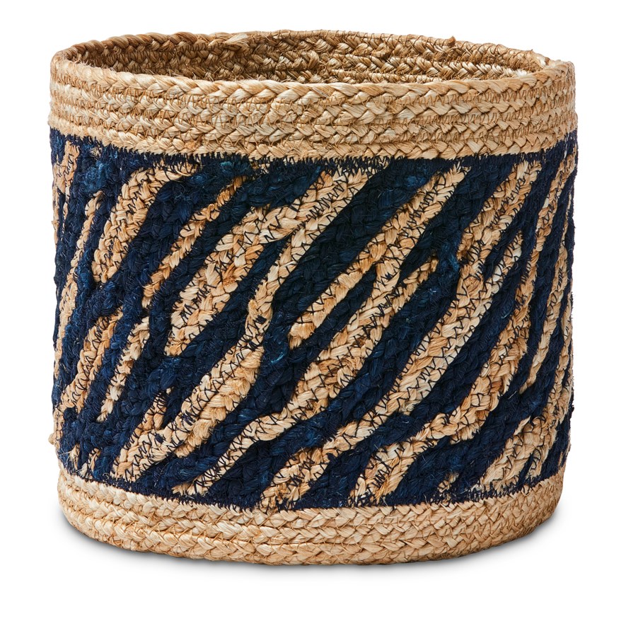 Braided Natural & Navy Basket | Adairs