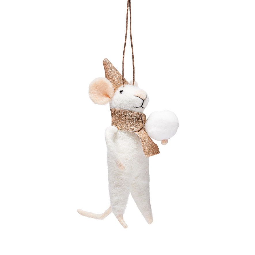 Wool Family Blush Mouse with Ball Decoration | Adairs