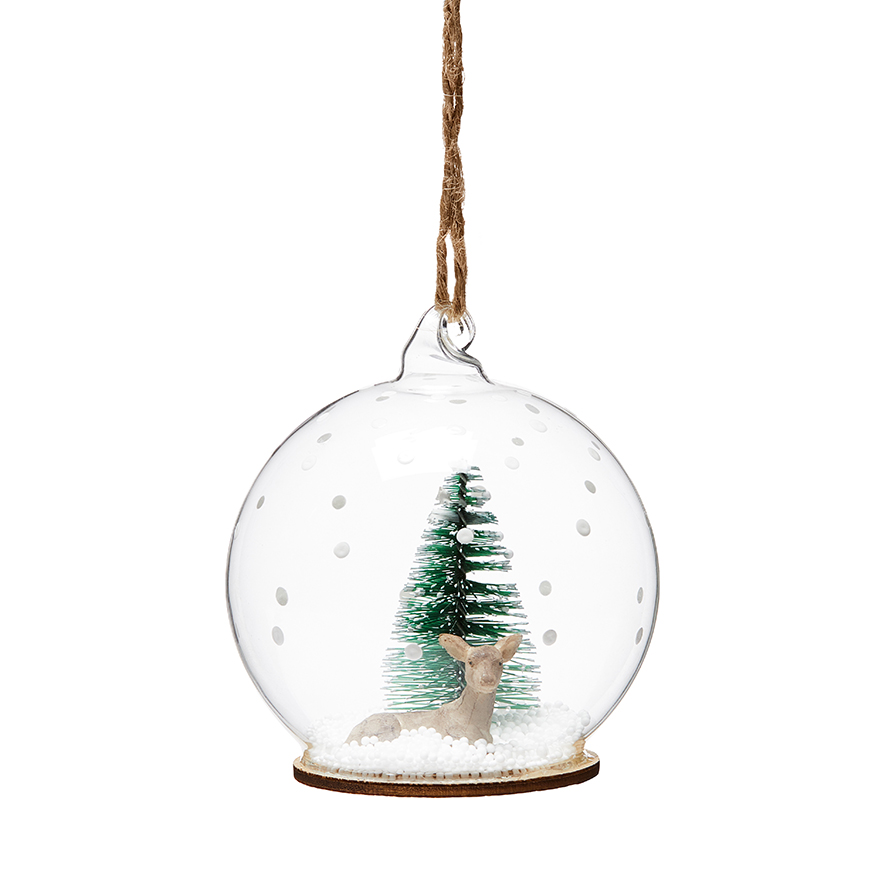 Dome Glass Sitting Deer Decoration | Adairs