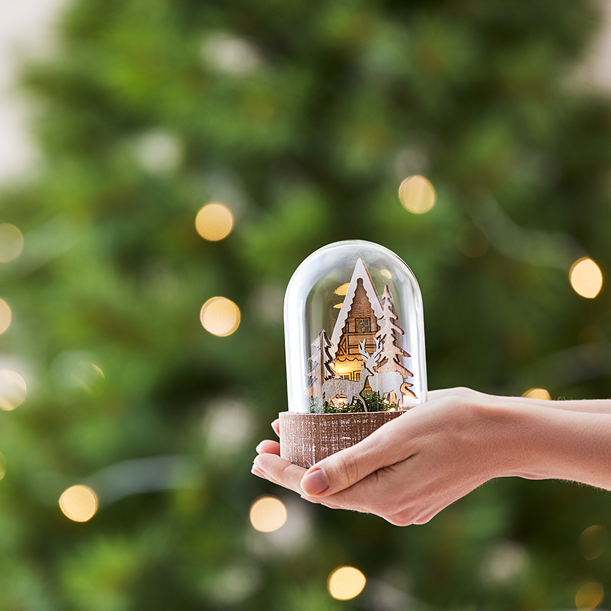 Festive Reindeer House Dome Ornament | Adairs