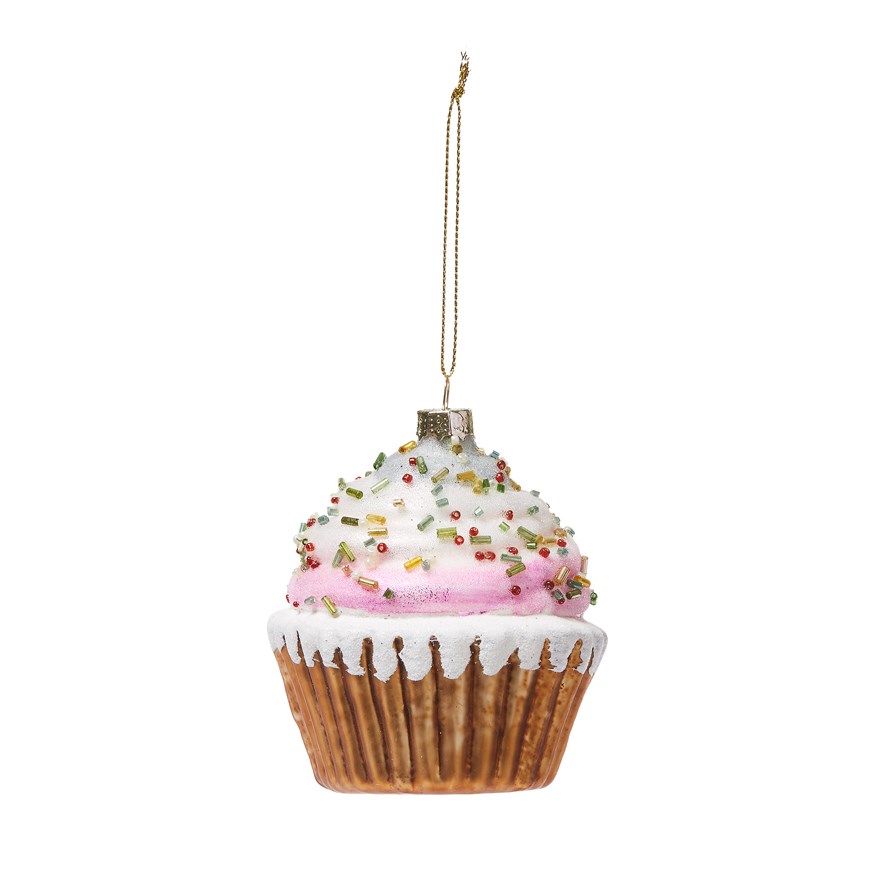 Antiqued Cupcake Glass Decoration | Adairs