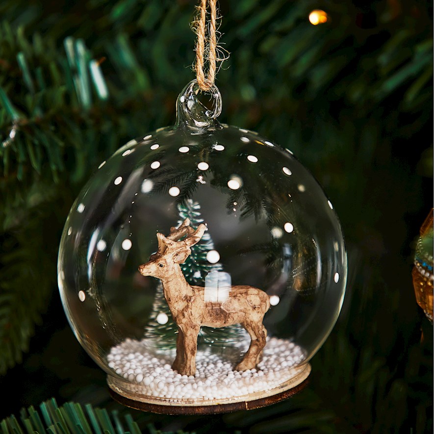 Standing Deer Dome Glass Ornament | Adairs