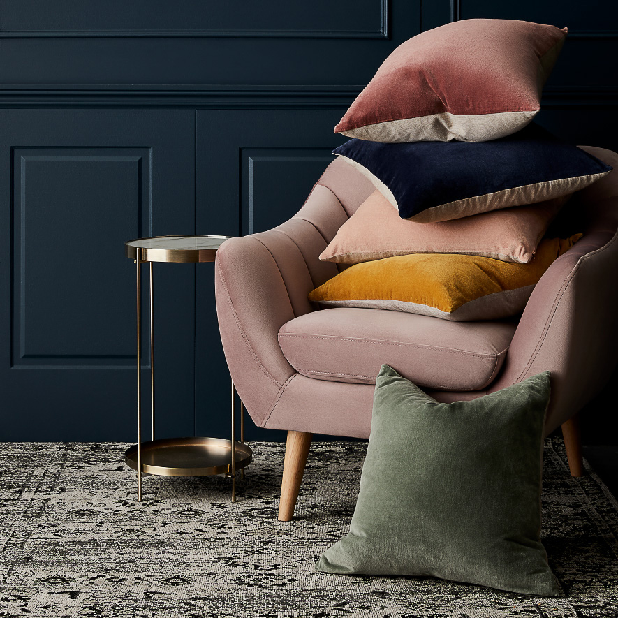 Bombay Velvet Cushion Blush | Adairs