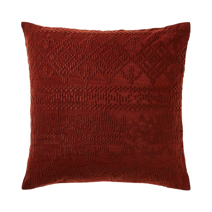 Madaya Deep Rust Linen Cushion | Adairs