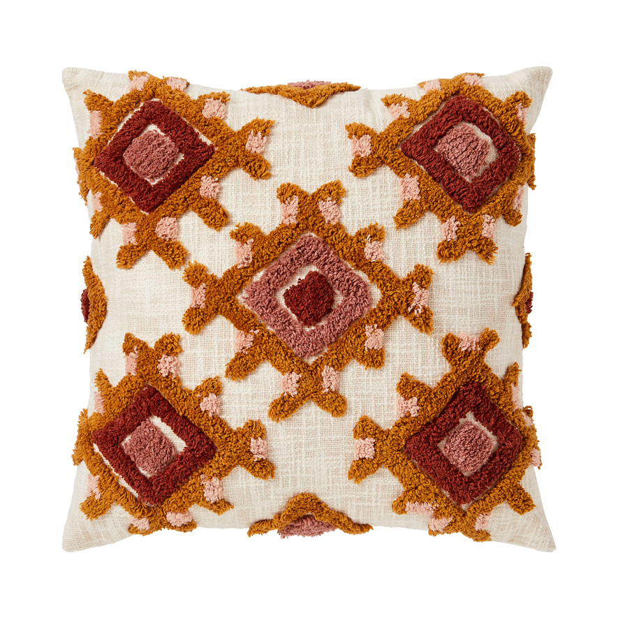 Gibson Tufted Amber & Rose Cushion | Adairs