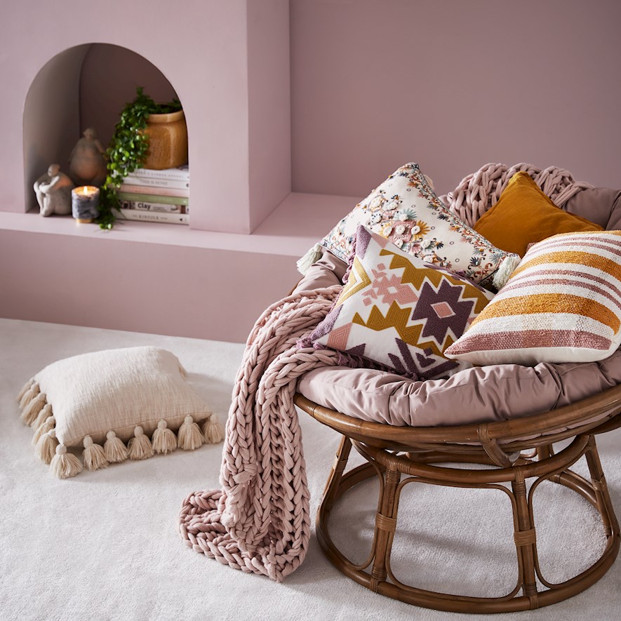 Sierra Mustard & Dusty Rose Check Cushion | Adairs