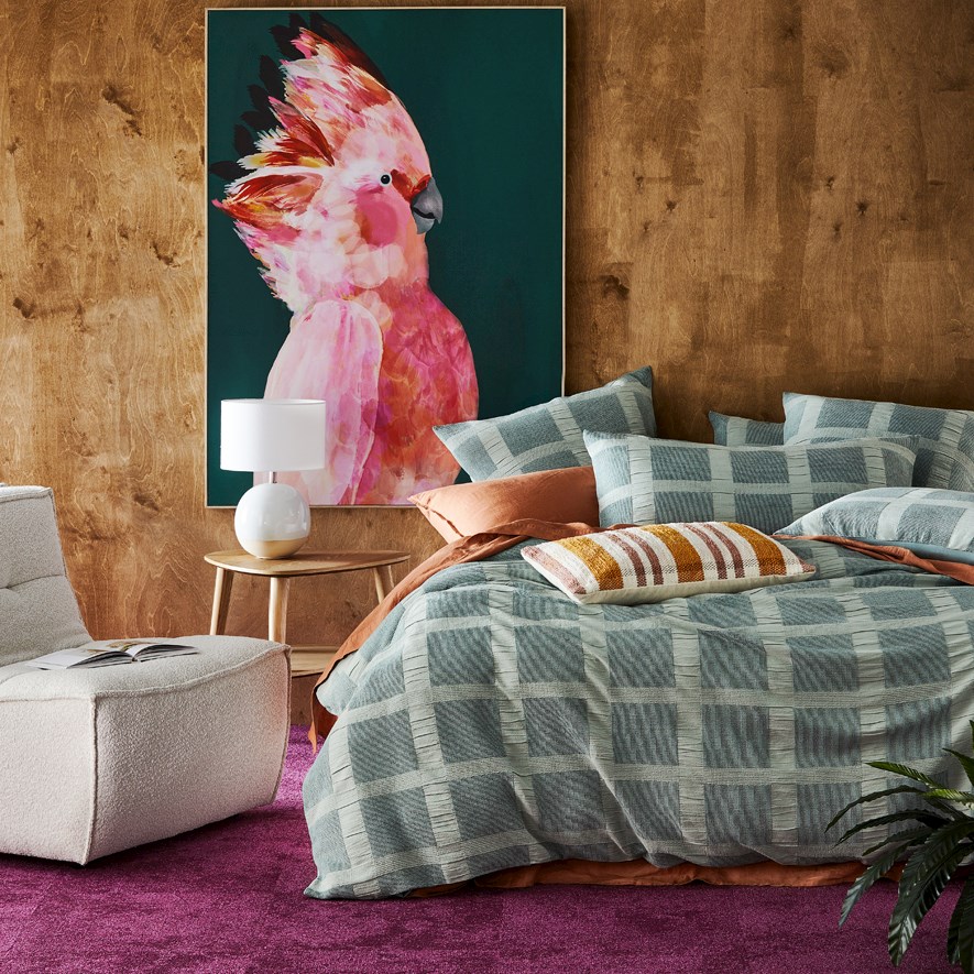 Sierra Mustard & Dusty Rose Check Cushion | Adairs