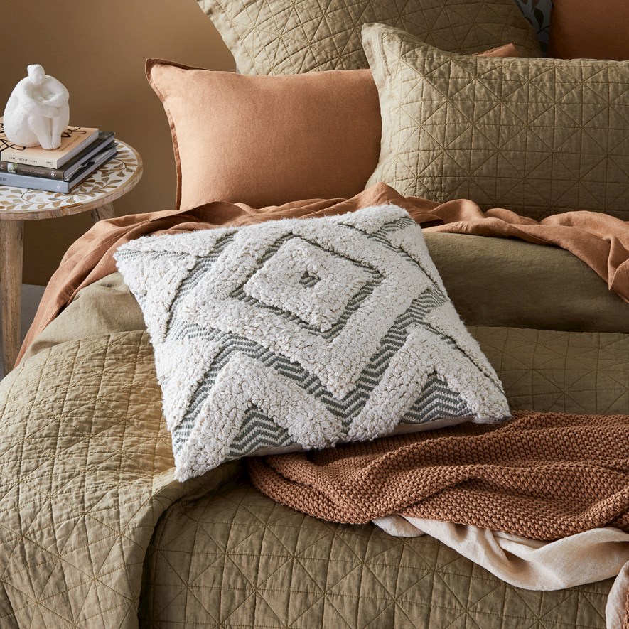 Tulum Natural & Green Cushion | Adairs