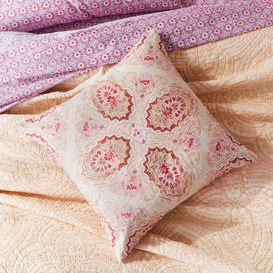 Barossa Pink & Natural Linen Cushion | Adairs