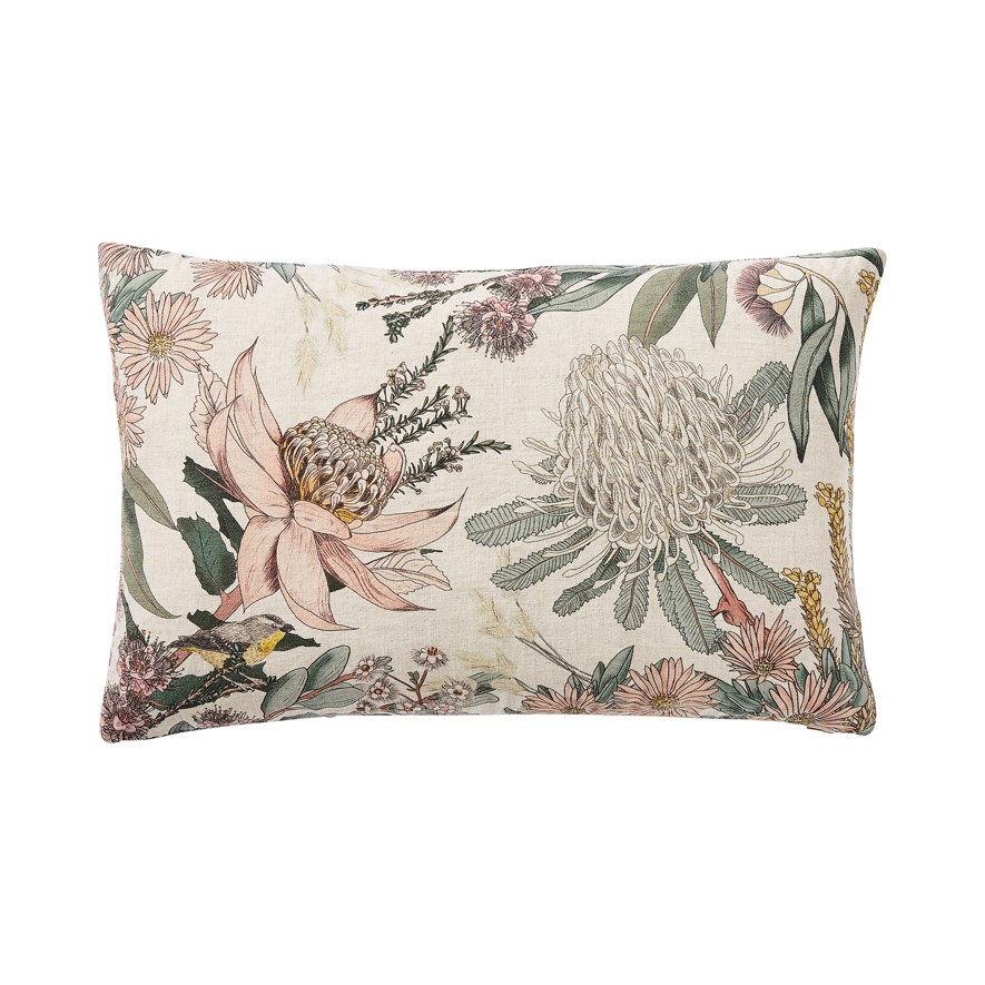 Native Bushland Pink Linen Cushion | Adairs