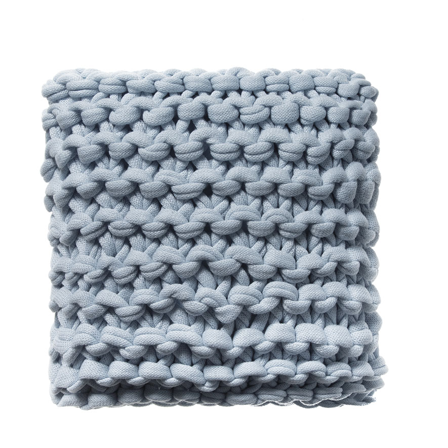Home Republic - Chunky Knit Pale Blue Cushion | Adairs